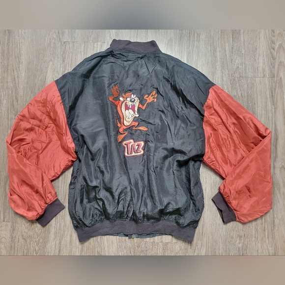 Vintage | Jackets & Coats | Sale Vintage Looney Tunes Taz Silk Bomber ...